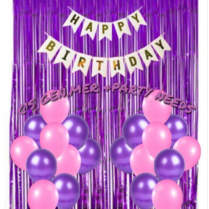 HBD SET - Happy Birthday Package Pink Violet Theme Party Decoration Set ...
