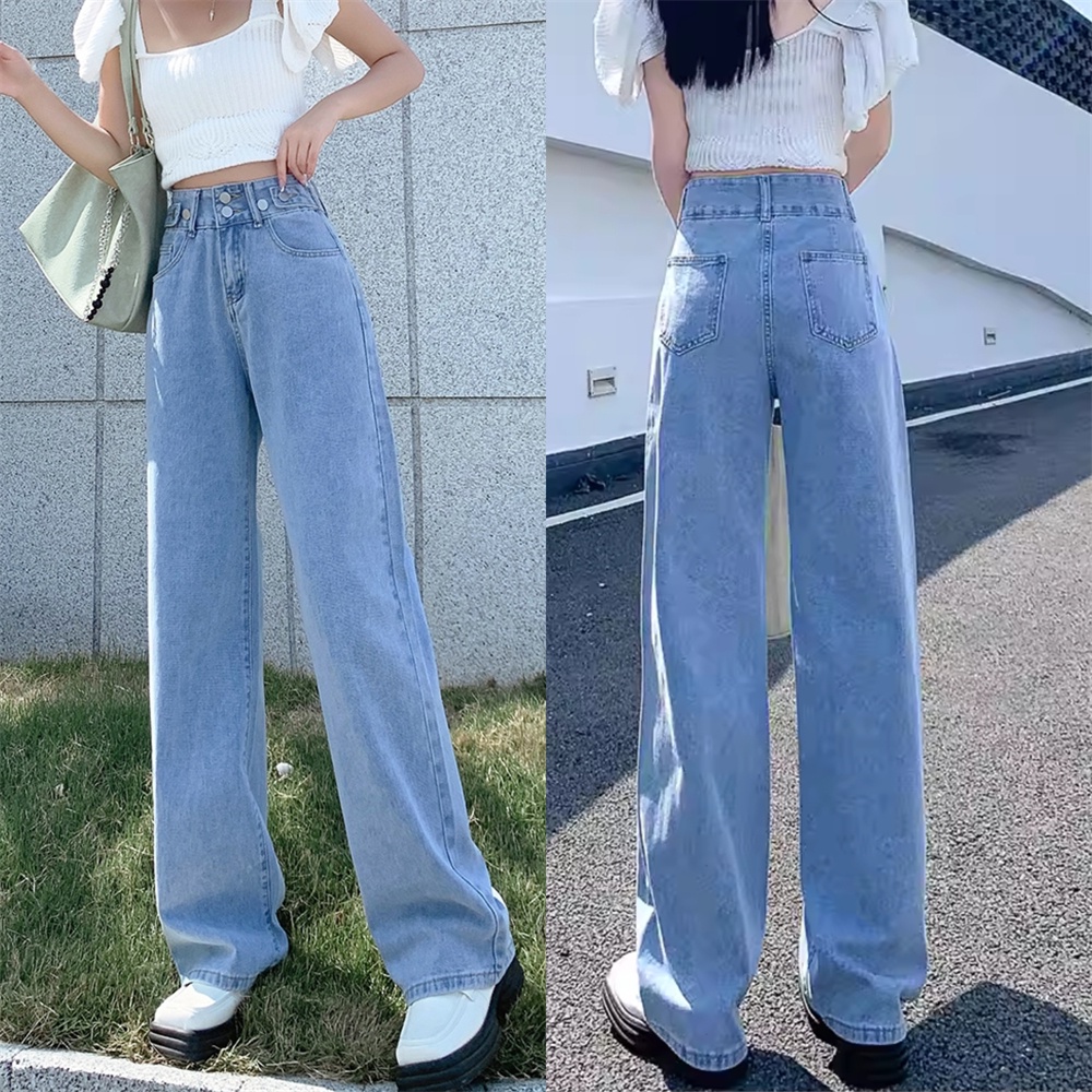 WIDE LEG Jeans for Women Higher-Waist Loose Straight Boyfriend Jeans ...