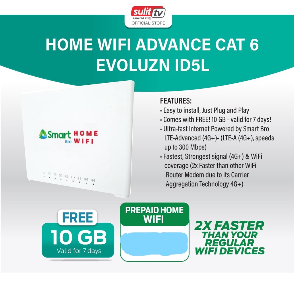 SMARTBRO HOME WIFI ADVANCED CAT 6 EVOLUZN ID5L | Shopee Philippines