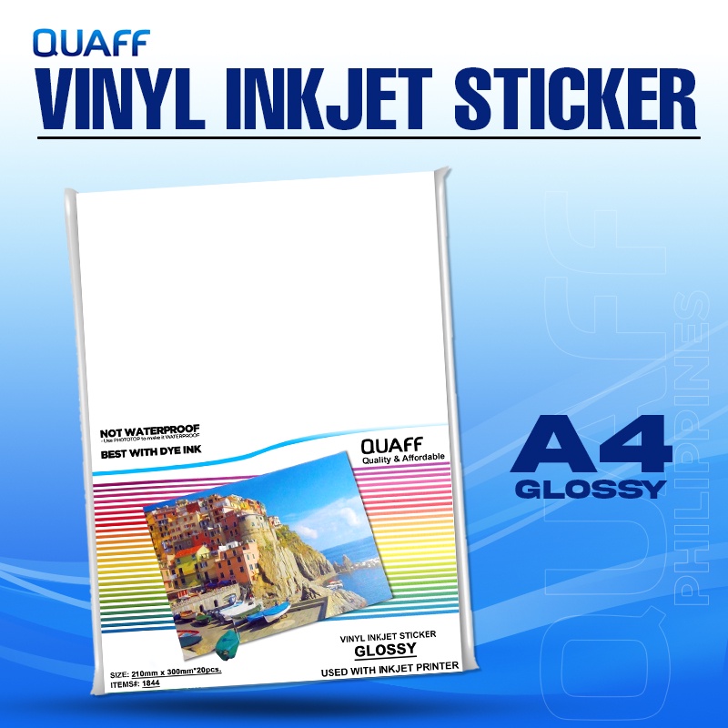 QUAFF Vinyl Inkjet Sticker A4 Size for Label & Stickers (20 sheets ...