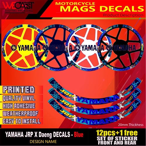YAMAHA JRP X DAENG MOTORCYCLE RIM DECALS GOOD FOR 2 RIMS (REAR AND ...