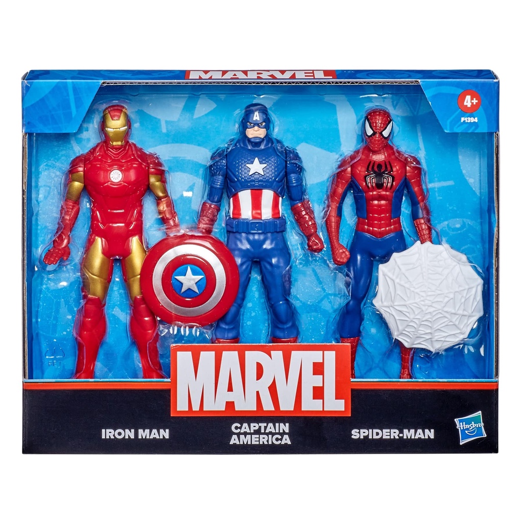 Hasbro Marvel Iron Man, Captain America & Spider-Man Action Figures Set ...