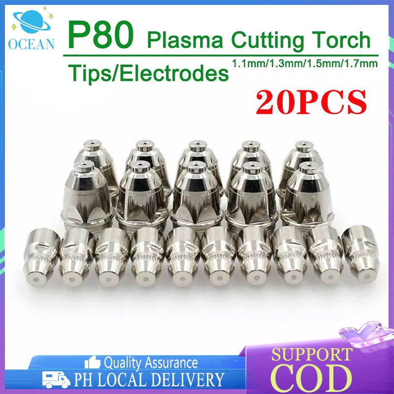 20Pcs P80 Plasma Cutting Torch Consumable Cutting CNC 80A 100A P80 ...