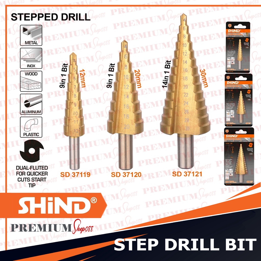 Shind Step Drill Bit 4mm 5mm 6mm 8mm 10mm 12mm 20mm Drillbit Metal Wood ...
