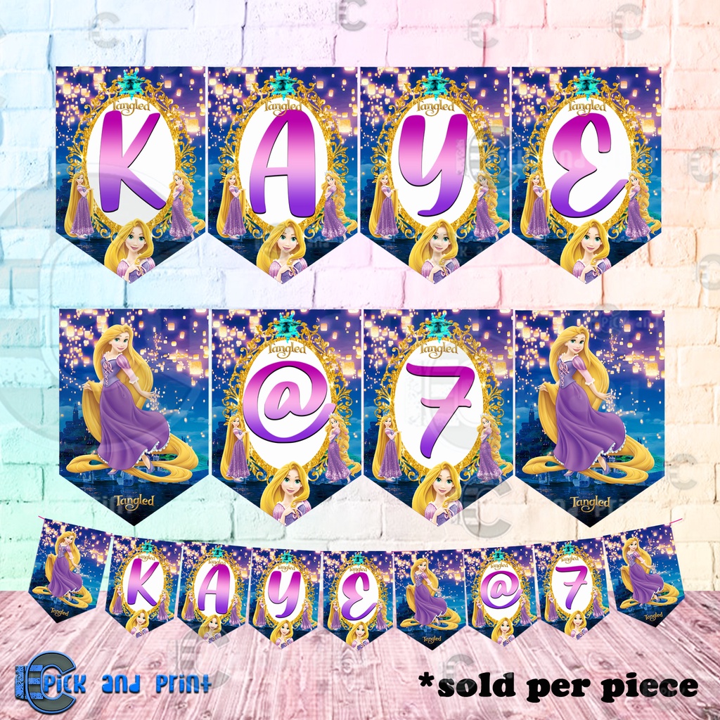 Customized Princess Rapunzel Tangled Name Flag Banner Banderitas for ...