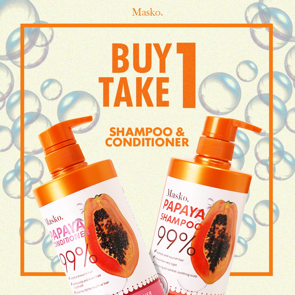 Masko. Buy 1 Get 1 Masko Papaya Shampoo and Conditioner 800ml | Shopee ...