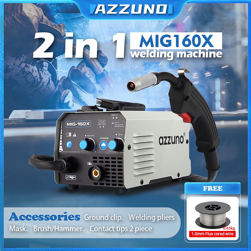 AZZUNO MIG Welding Machine Inverter 220V gasless mig-160X arc welding ...