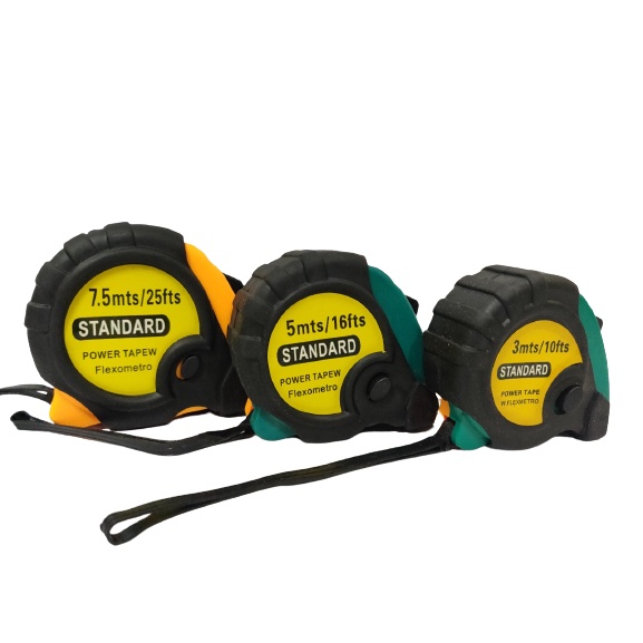 STANDARD POWER TAPE METRO MEASURING TAPE BLACK RUBBERIZED COVER ...