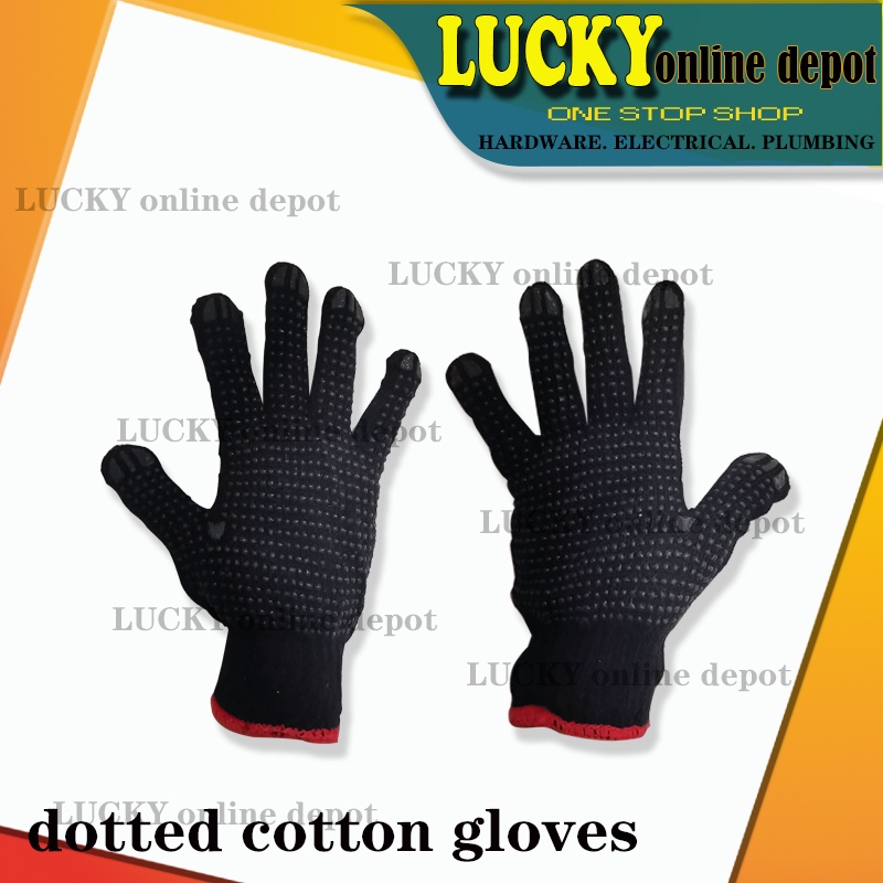 BLACK COTTON GLOVES W/RUBBER DOTS (1PAIR) | Shopee Philippines