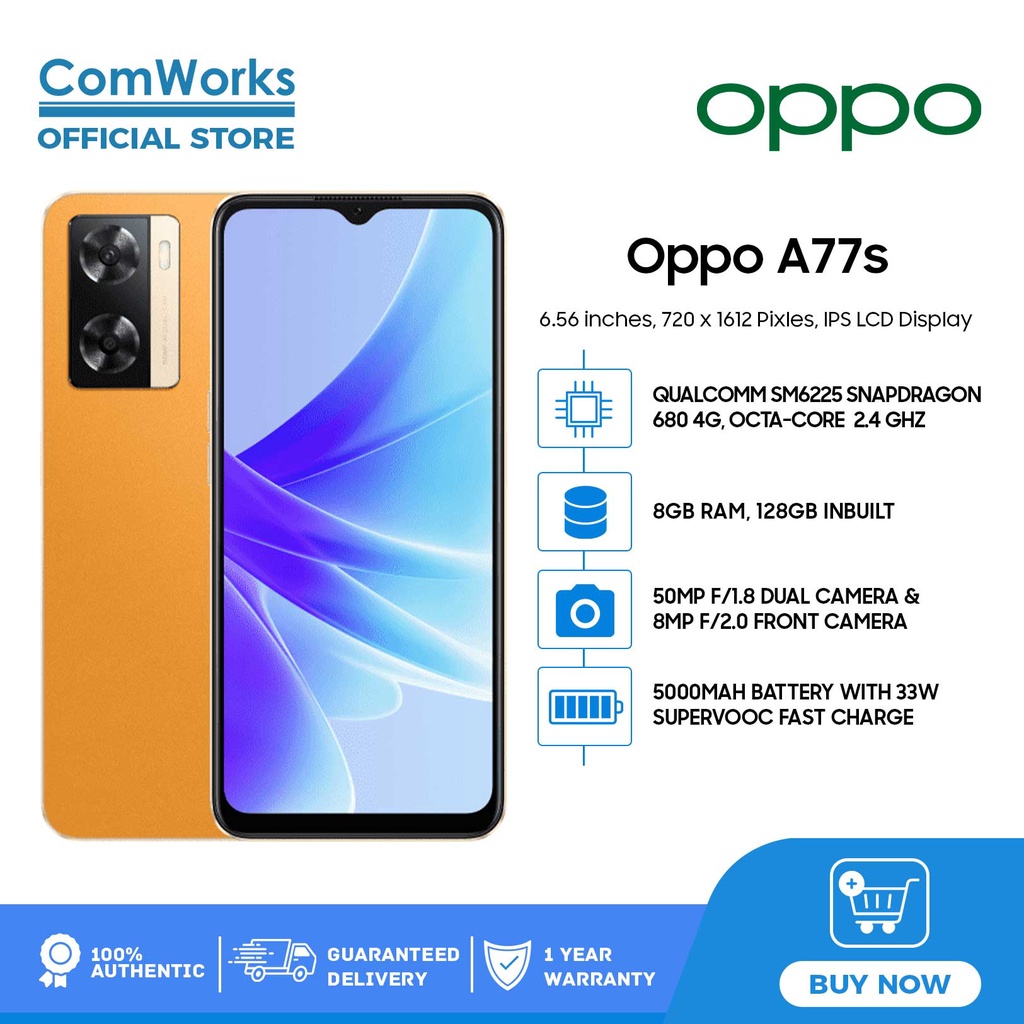 ComWorks Official Store | Oppo A77s 8GB 128GB | 6.56 inches | Shopee ...