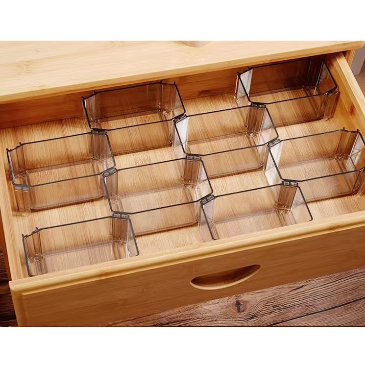 2PCS Adjustable DIY Drawer Clapboard Partition Divider Transparent ...