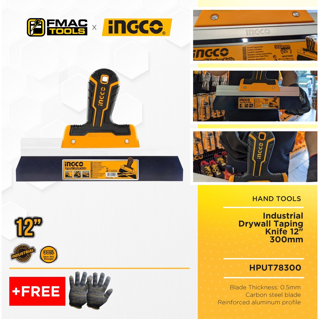 INGCO Industrial Drywall Taping tool 12" 200mm HPUT78300 + FREEBIES ...