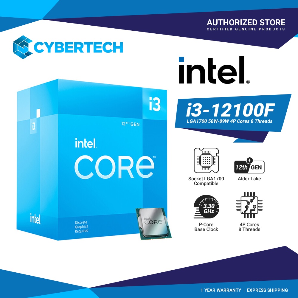Intel Core i3-12100F 12 MB Cache 3.30 GHz LGA1700 (Discrete GPU ...