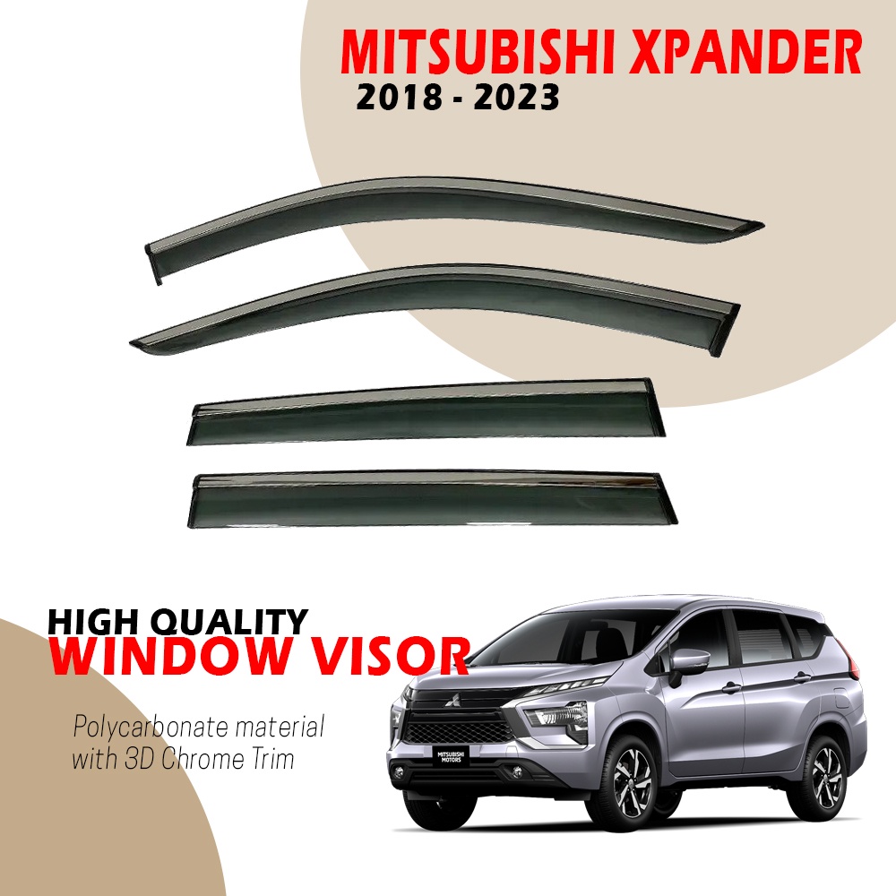 Mitsubishi Xpander Window Rain Visor w/ 3D Stainless Trim Injection ...