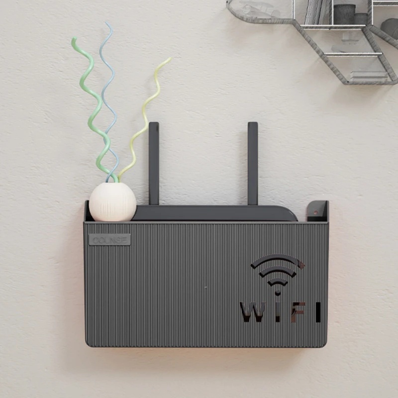 Wall-Mounted Wireless Wifi Router Shelf ABS Plastic Storage Box Cable ...