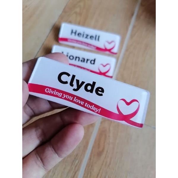 RED RIBBON PERSONALIZED PIN TYPE NAMEPLATE | Shopee Philippines