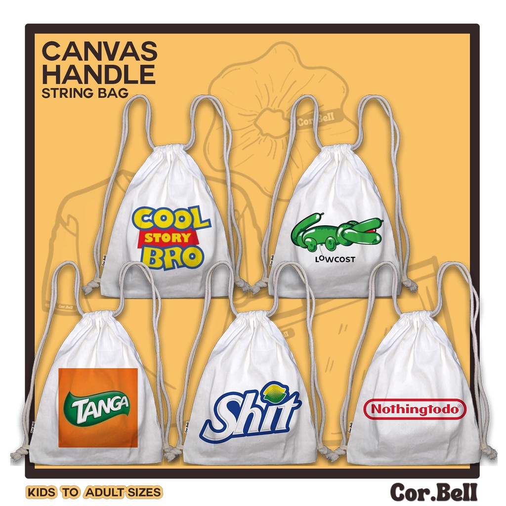 String Bag LOGO PARODY Jokes Canvas Katsa Korean Drawstring Bag ...