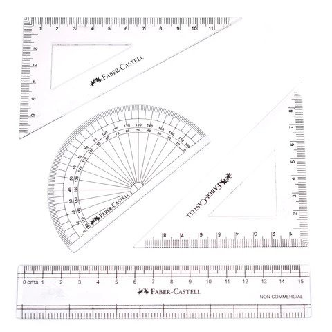 Faber-Castell Math Drawing Set Triangle Ruler Protractor Scale Square ...