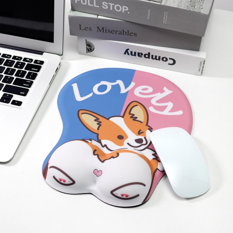 3D Cartoon Cute Corgi PP Mouse Pad with Wrist Rest Cute Cartoon ...