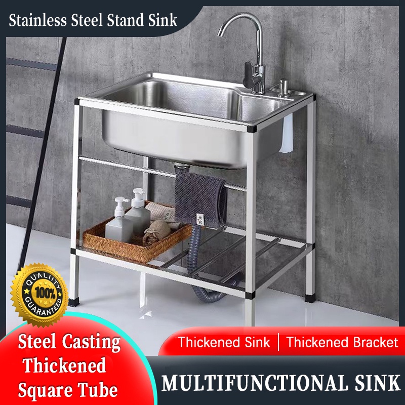 Kitchen stainless steel sink, wall-mounted sink, standing sink ...