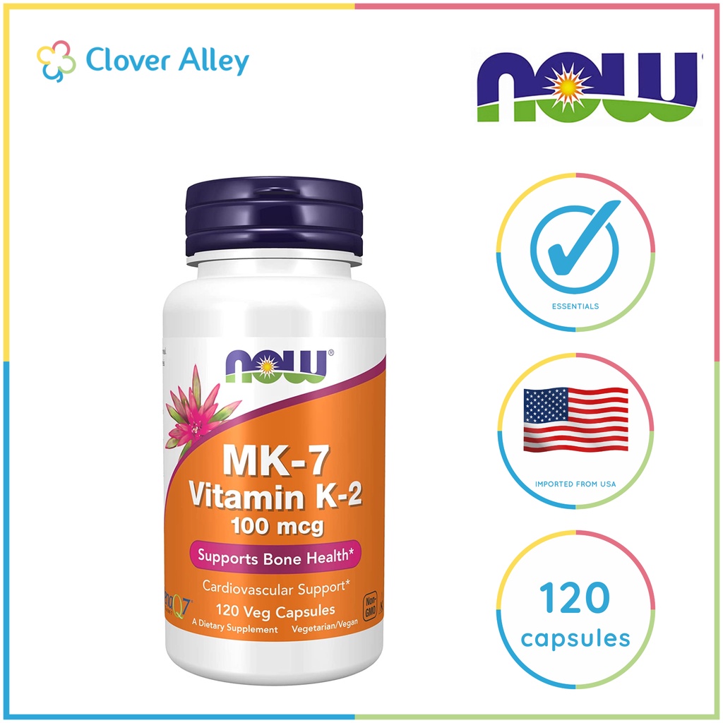 NOW MK-7 Vitamin K-2 100mcg, 120 Veg Capsules (09/2026 expiry) | Shopee ...