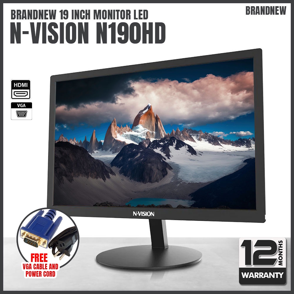 N-Vision N190HD 19 inch LED Widescreen Monitor 1400 x 900 HD Resolution ...