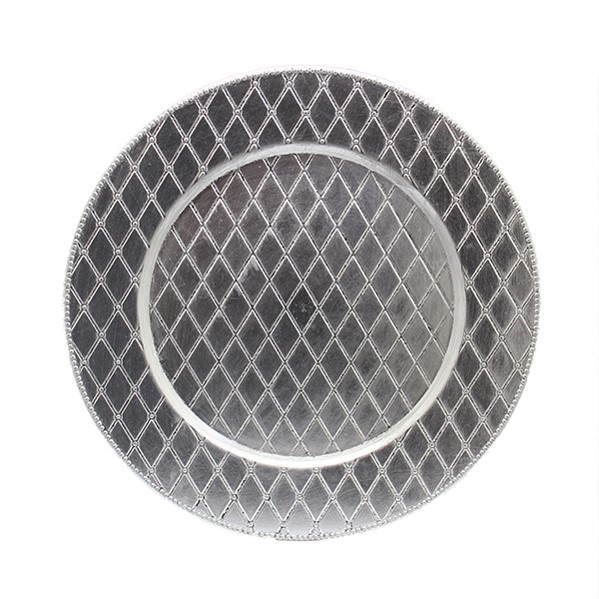 Gourdo's 4 Piece Charger Plate Round Quilted Silver 13 Inch | Shopee ...