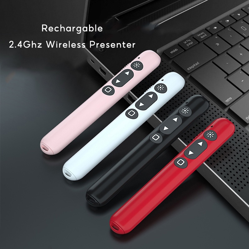 Rechargable 2.4Ghz USB Wireless Presenter Page Turning Pen With Red ...