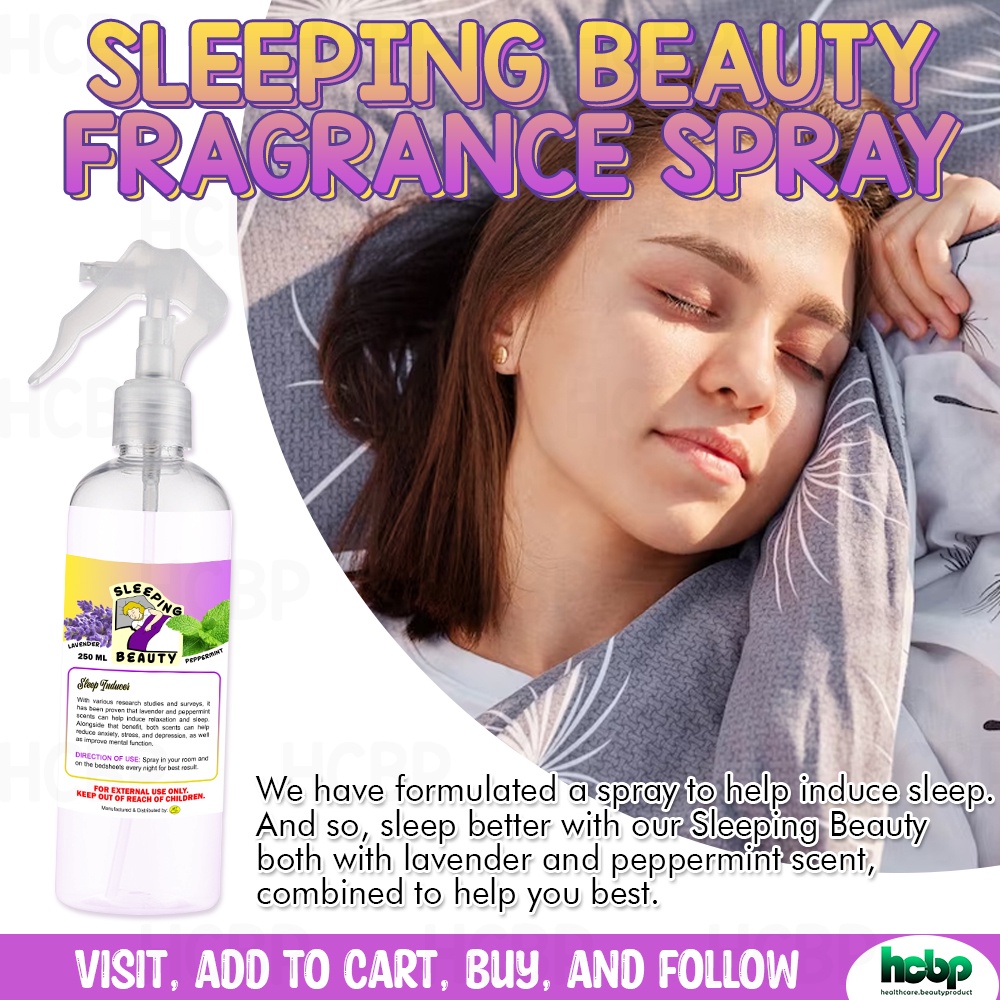 Sleeping Beauty Sleeping Inducer Spray 250ml (Pampahimbing ng tulog)Lavender & Peppermint Scent ...
