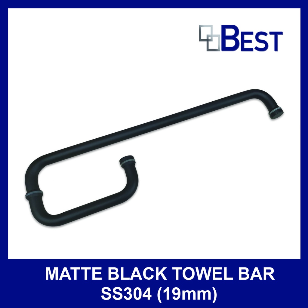 Matte Black Shower Handle Towel Bar Handle SS304 152 x 450 mm x 19mm ...