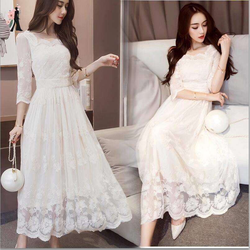 White Dress For Civil Wedding Photographic Graduate Lace dress women's ...