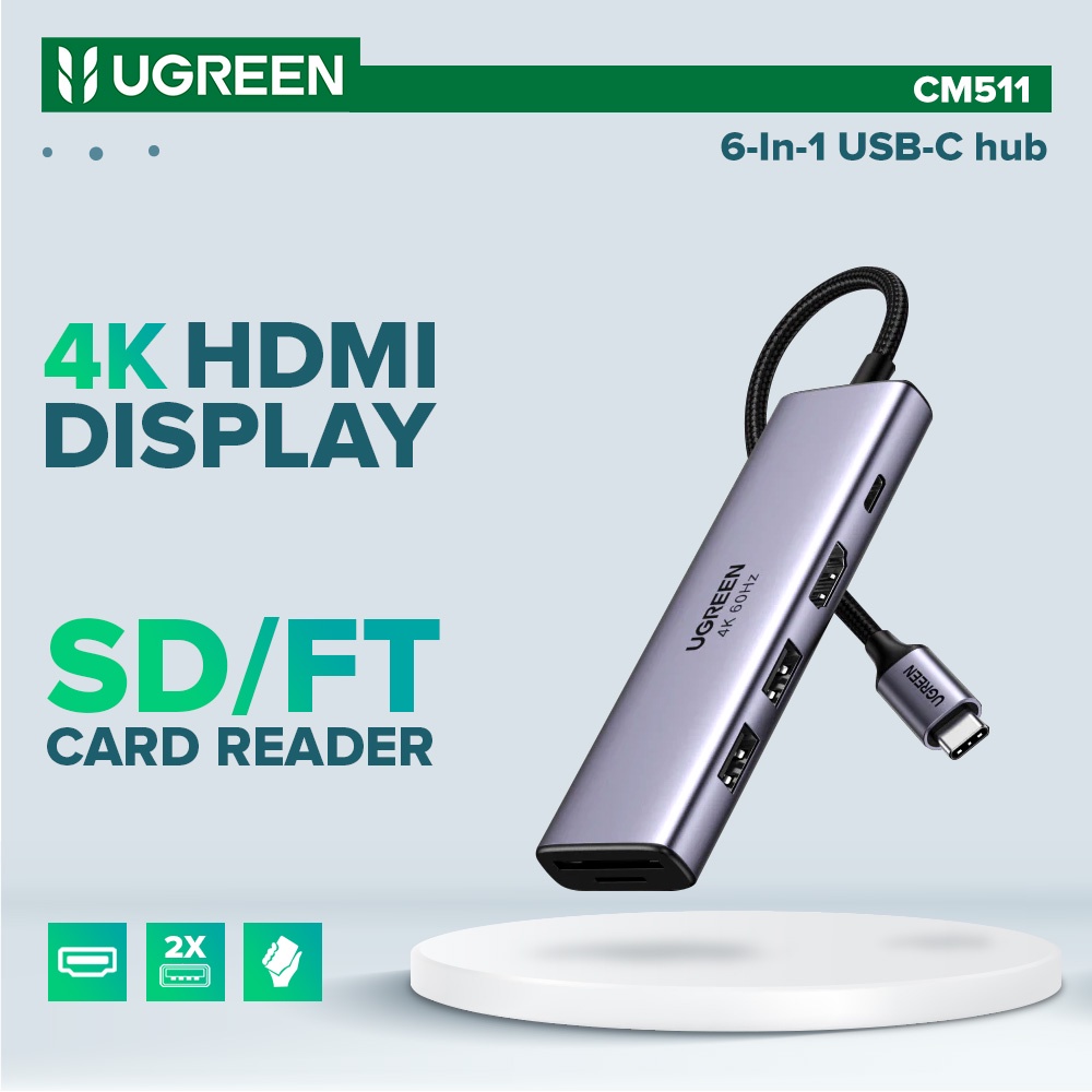 UGREEN CM511 USB C HUB Type C to HDMI 2.0 4K 60Hz USB 3.0 PD 100W Adapter for Laptops PC Phones ...