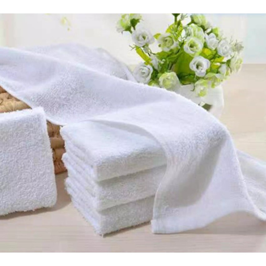 6pcs Plain White Cotton Back Towel Thick #811 35x70cm | Shopee Philippines