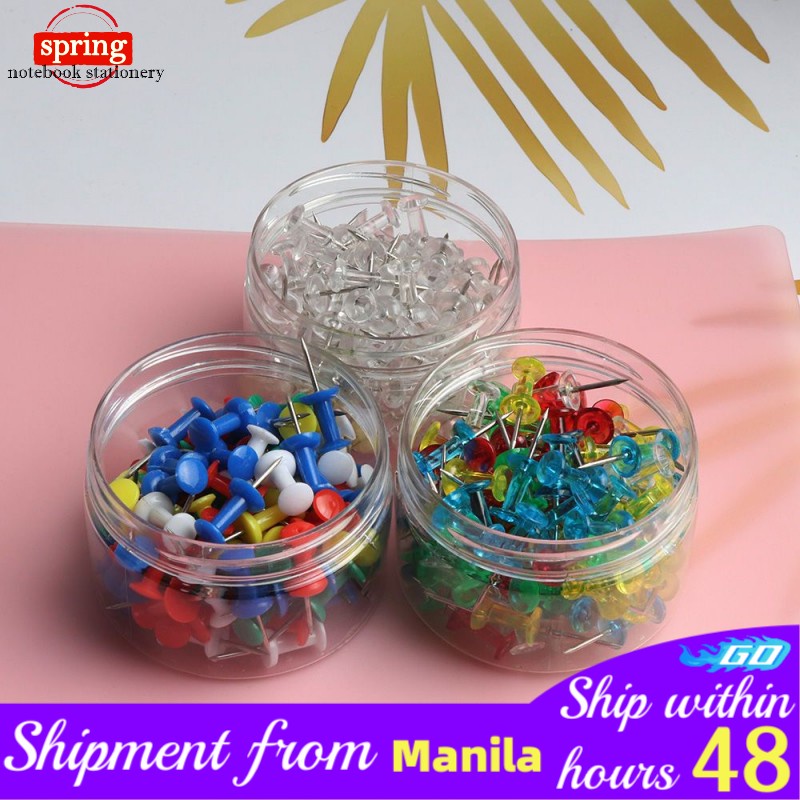 100pcs push pin reusable plastic thumb tacks I-Shape box creative diy ...