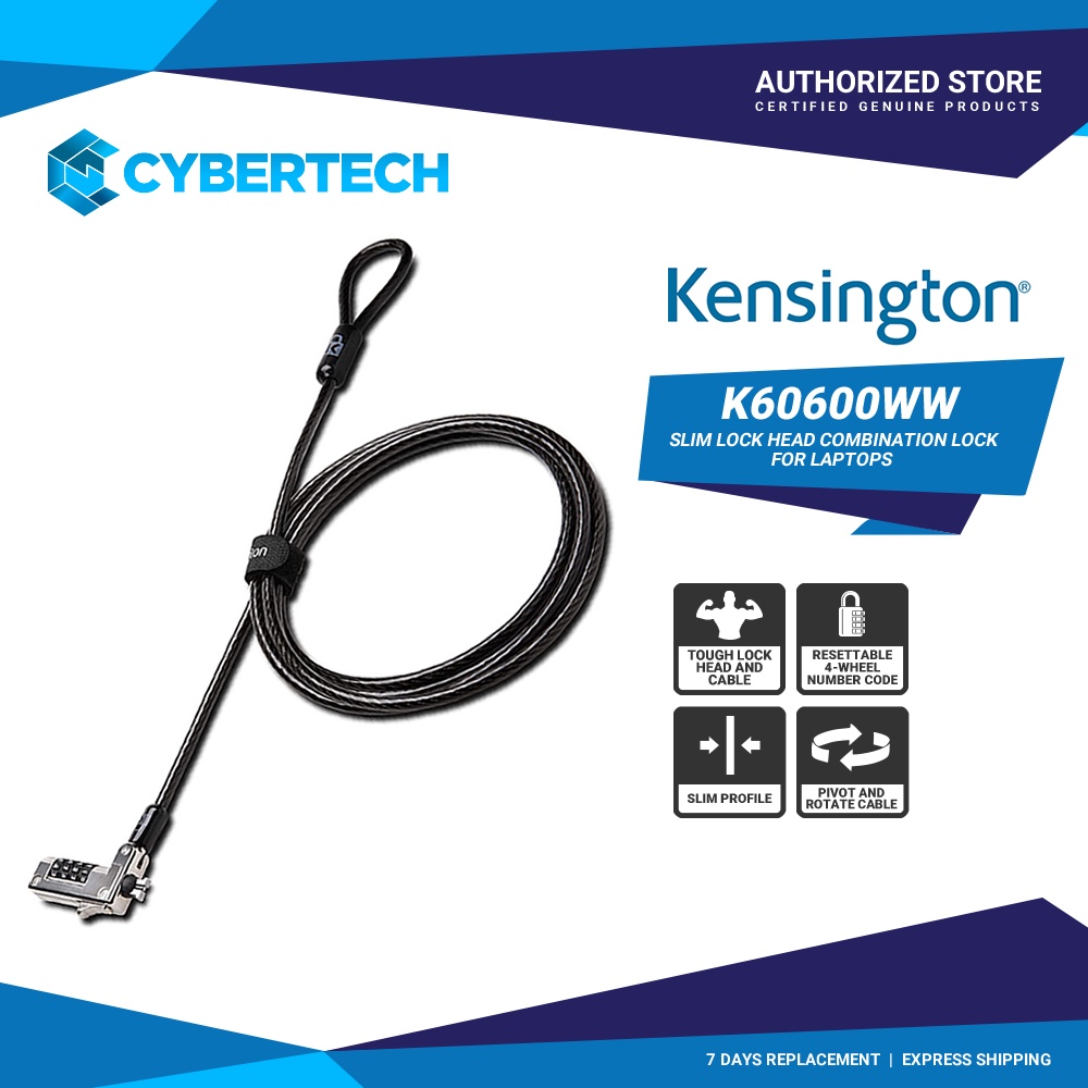 Kensington Slim Lock Head Laptop Lock - Combination (K60600WW) | Shopee ...