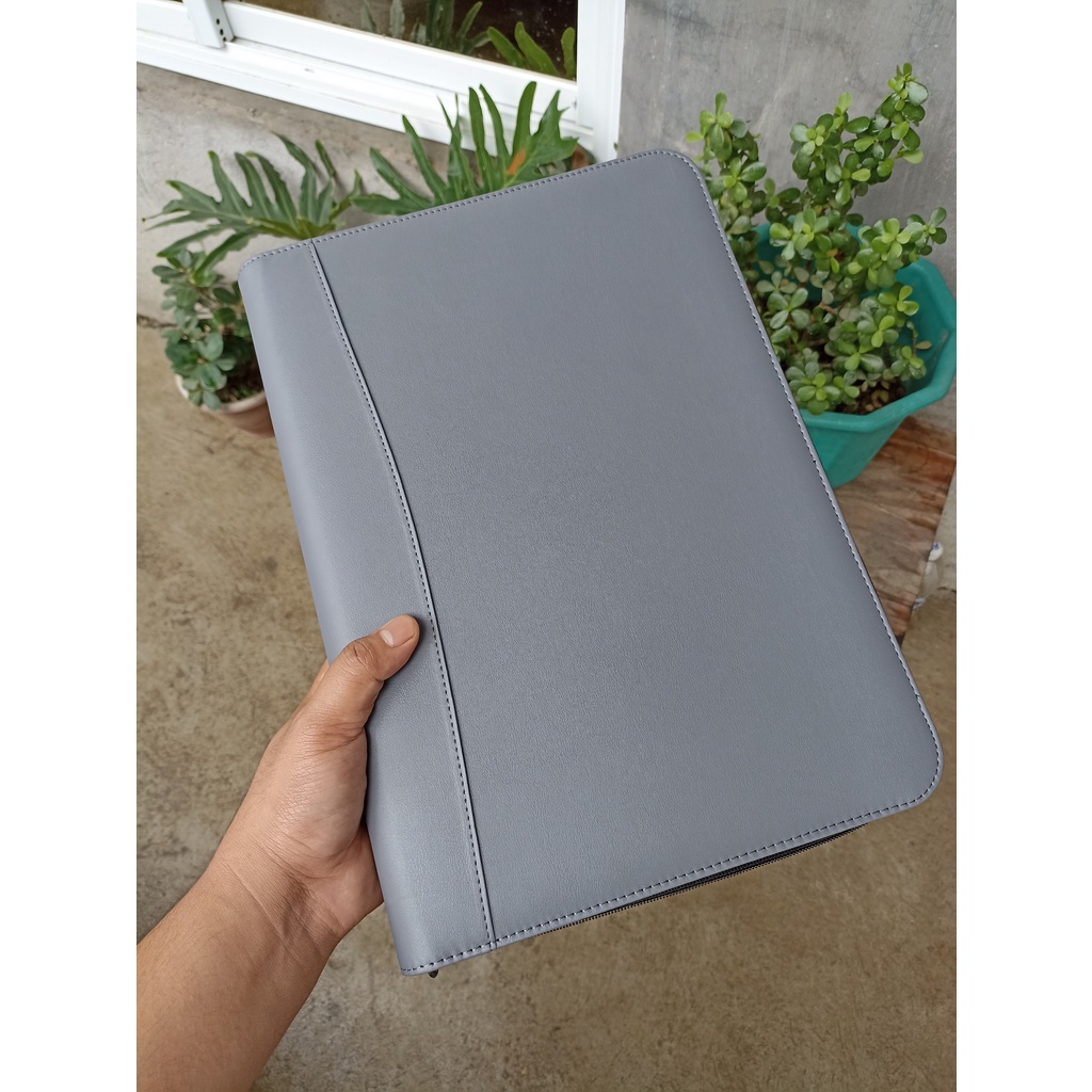 [Personalized] Leather Portfolio Bag | Long size. Free engrave name ...