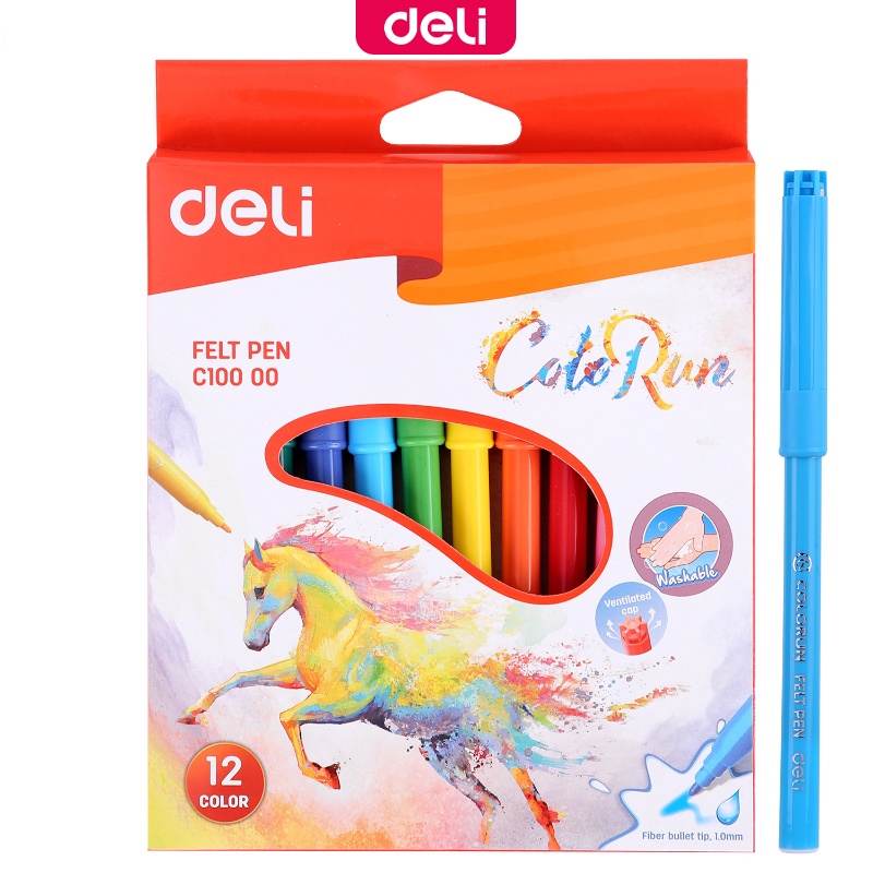 Deli 12/18/24 Colors Felt Pen Set Watercolor Pen For Art Painting ...