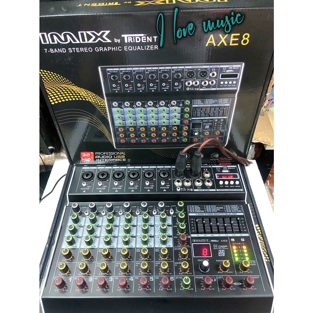 Audio Mixer IMIX by Trident AXE8 8 channel mixer w/ 7-band stereo ...