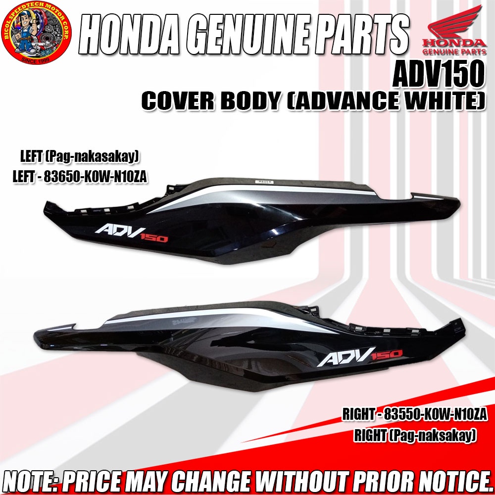 ADV150 COVER BODY (ADVANCE WHITE) (HPI) (GENUINE: LEFT- 83650-K0W-N10ZA ...