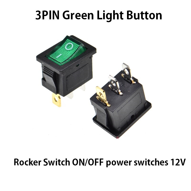 KCD2 3PIN Switch Green Led Light Color ON/OFF power switches 12V 1PC ...