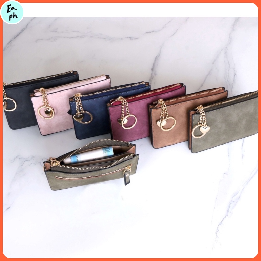 Gamoza/Leather Fashion Ladies Half Size Wallet With Heart Chain ...