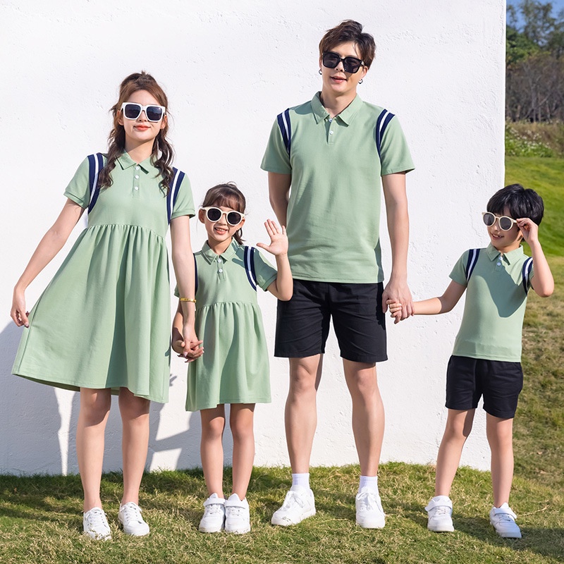 Green Dress Fashion Polo Family Dresses Men Shirt Boy tshirt Women Girl ...