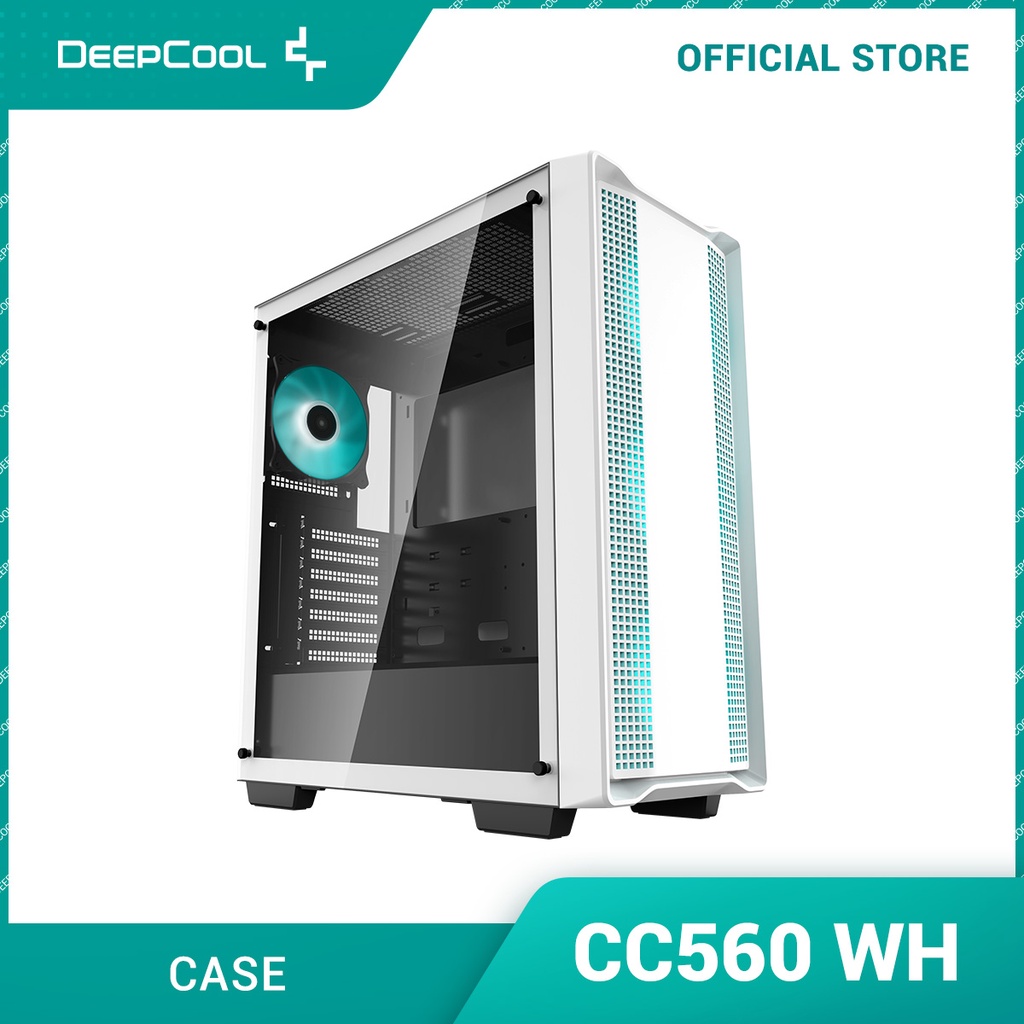 DeepCool CC560 WH Mid-Tower ATX PC Case, 4x Pre-Installed 120mm LED ...