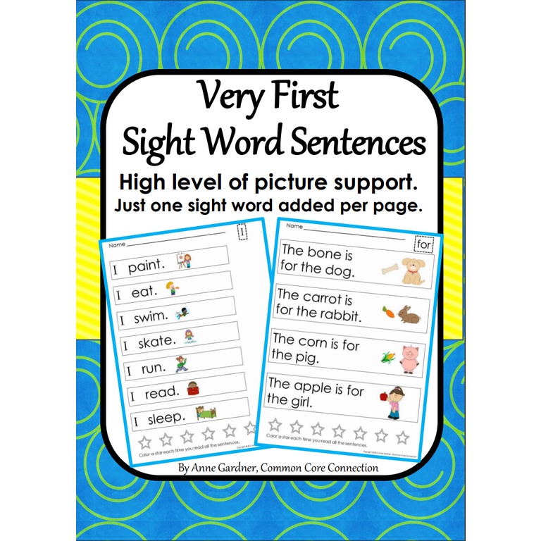44 PAGES VERY FIRST SIGHT WORD SENTENCES | PRACTICE READING BOOK ...