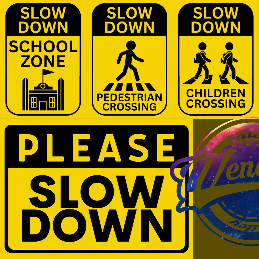 Slow Down Pedestrian Children Crossing A4 Size PVC Plastic, Laminated ...