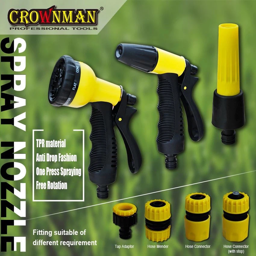 CROWNMAN Garden Hose Spray Nozzle Set With hose Connector tap adaptor ...