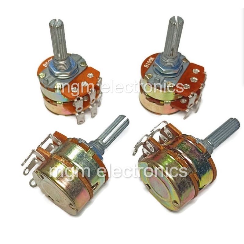 1PC. 6PINS 50K/100K POTENTIOMETER 24MM DIA.25MM SHAFT DUAL VOLUME ...