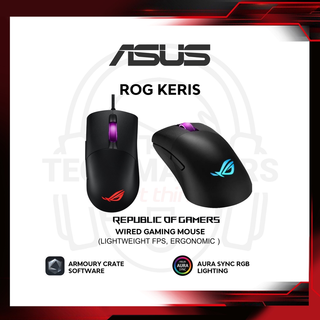 ASUS ROG Keris Lightweight Gaming Mouse (ROG Micro, Wired, 16000 DPI ...