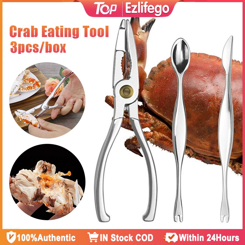 3Pcs Crab Eating Tool Set Stainless Steel Seafood Tool Peel Shrimp Tool ...