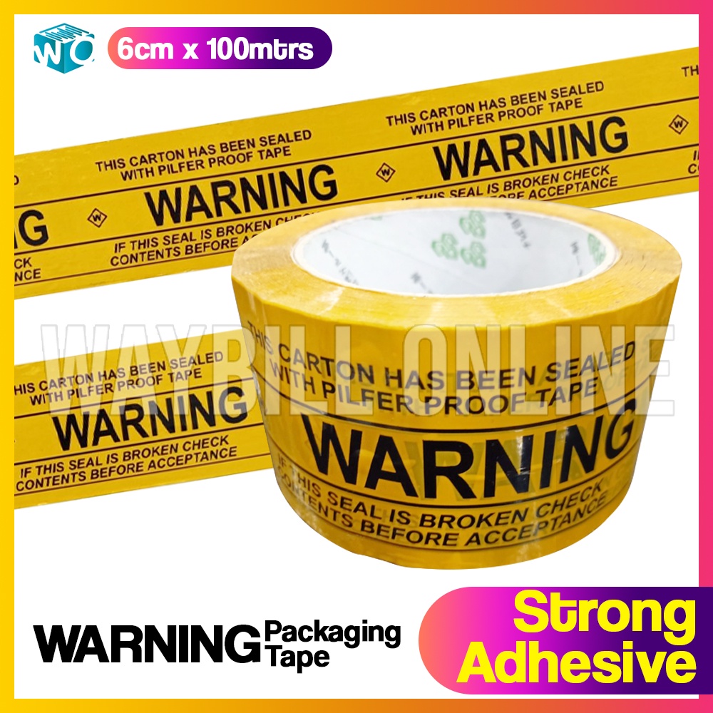 WARNING Packaging Tape 100mtrs Fragile Strong Hold Self-adhesive 6cm ...
